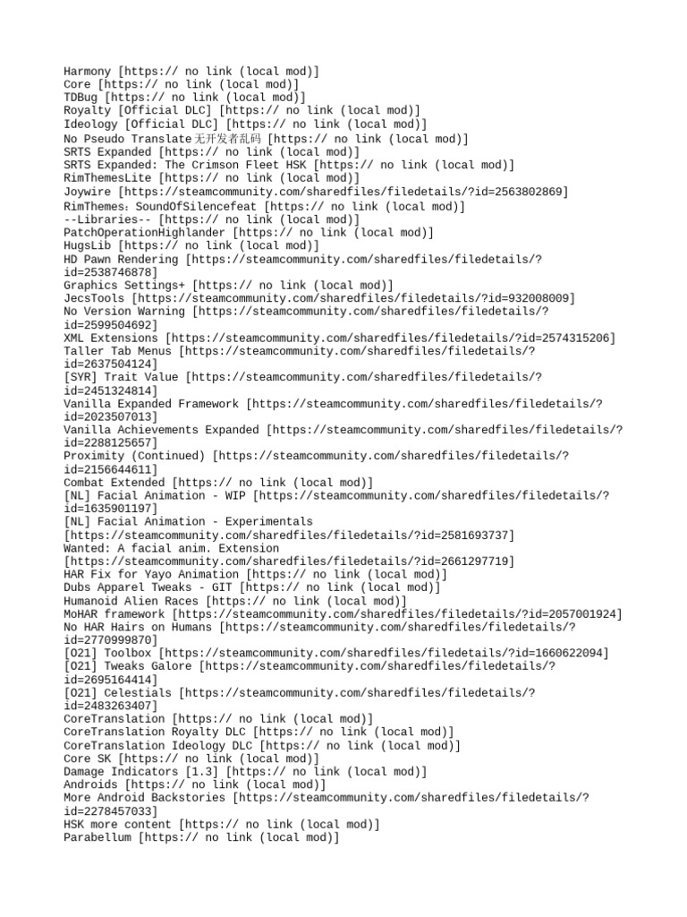 Modlist Rimworld | PDF