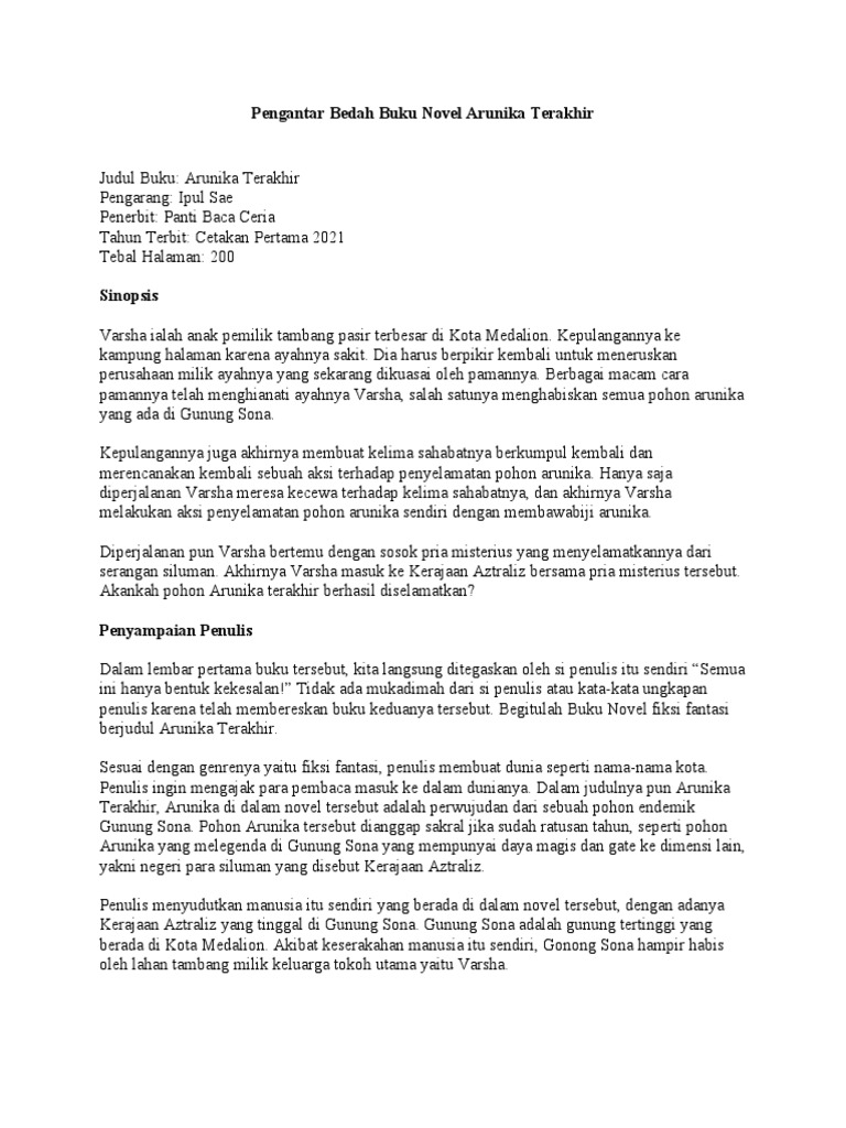 Arunika Terakhir: Fantasi dan Isu Lingkungan | PDF