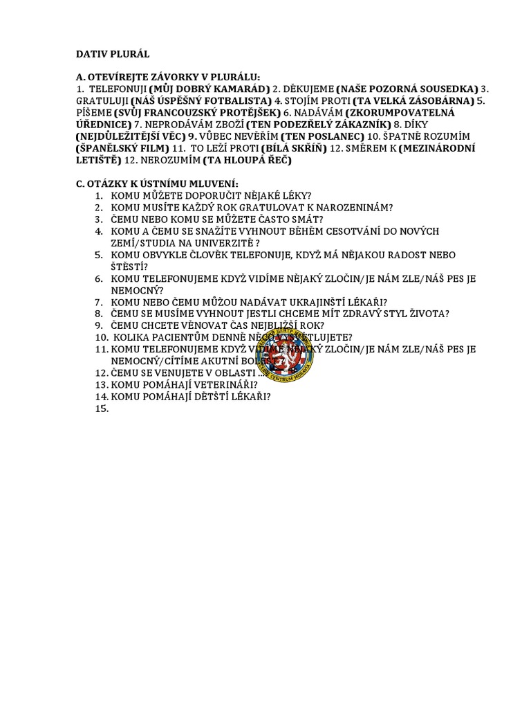 Základní dativ plurál | PDF