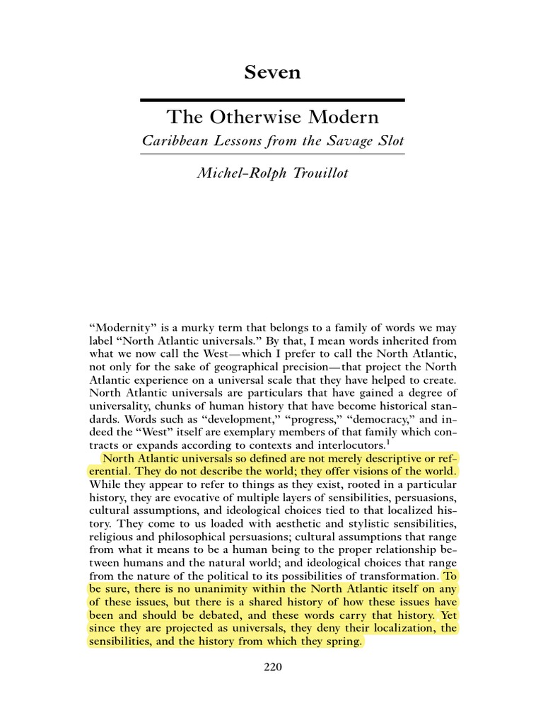 The Otherwise Modern-Trouillot (OK) | PDF | Charles Baudelaire | Slavery