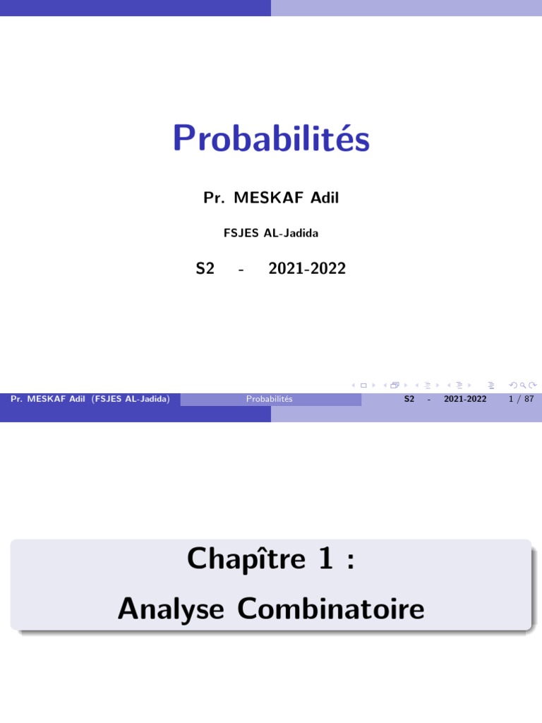 Cours Prob 2022 | PDF | Loi de probabilité | Théorie des probabilités