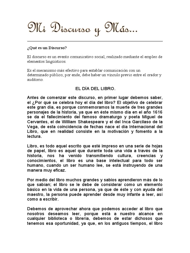 Qué Es Un Discurso | PDF | Libros