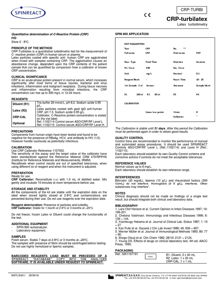 CRP-turbilatex: Quantitative Determination of C-Reactive Protein (CRP ...