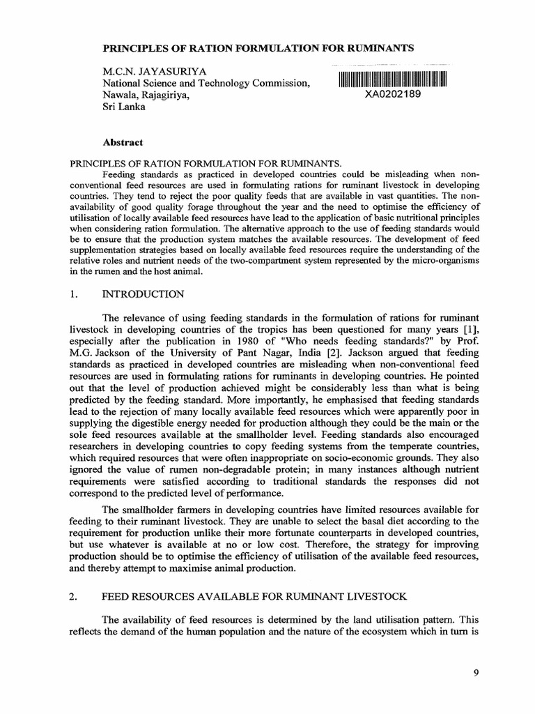 Feed Formulation for Ruminant | PDF | Nutrients | Digestion