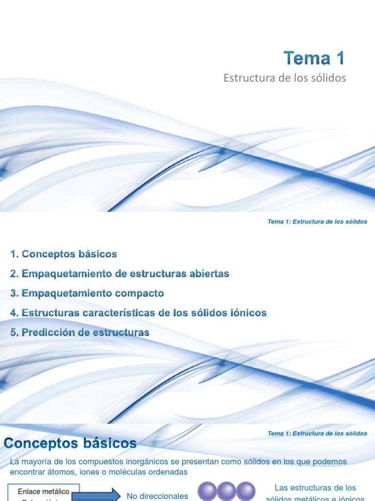 Tema 1. Estructura de Los Sólidos | PDF | Enlace químico | Ciencias fisicas