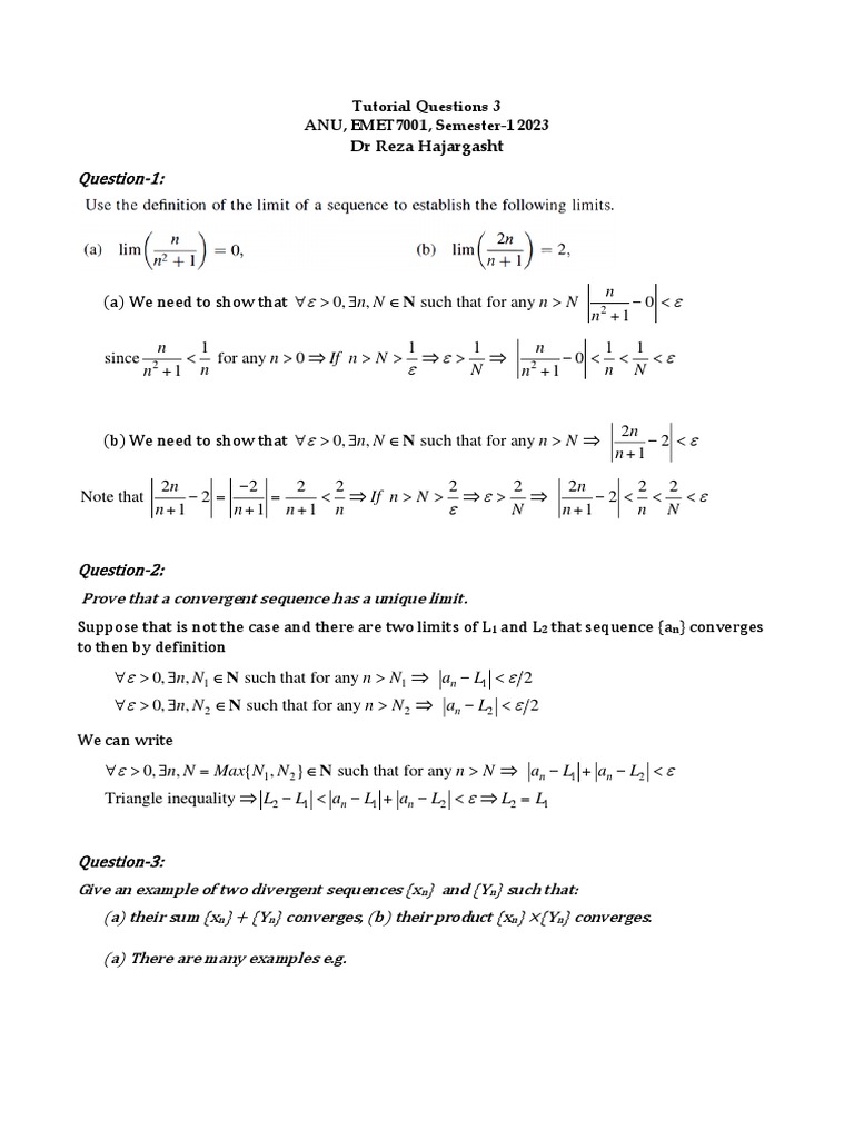 EMET7001_Tutorial 3_solution_v2 | PDF | Mathematical Analysis | Mathematical Structures