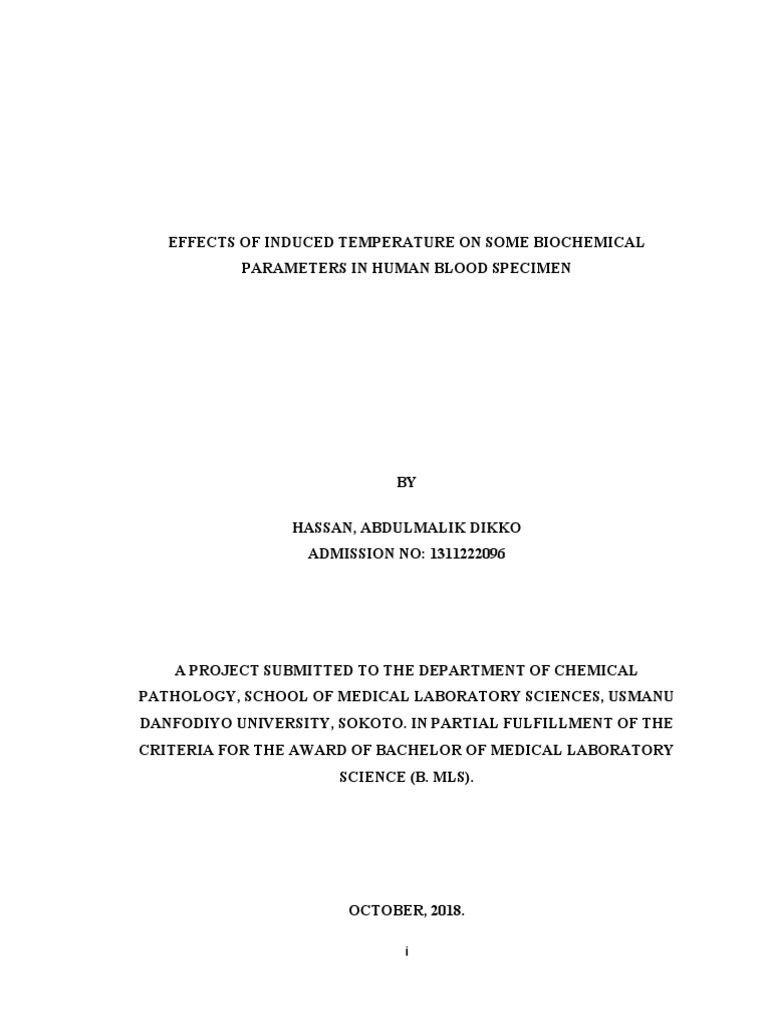 A.H DIKKO's COMPLETED PROJECT WORK (Sept. 2019) | PDF | Angiotensin ...