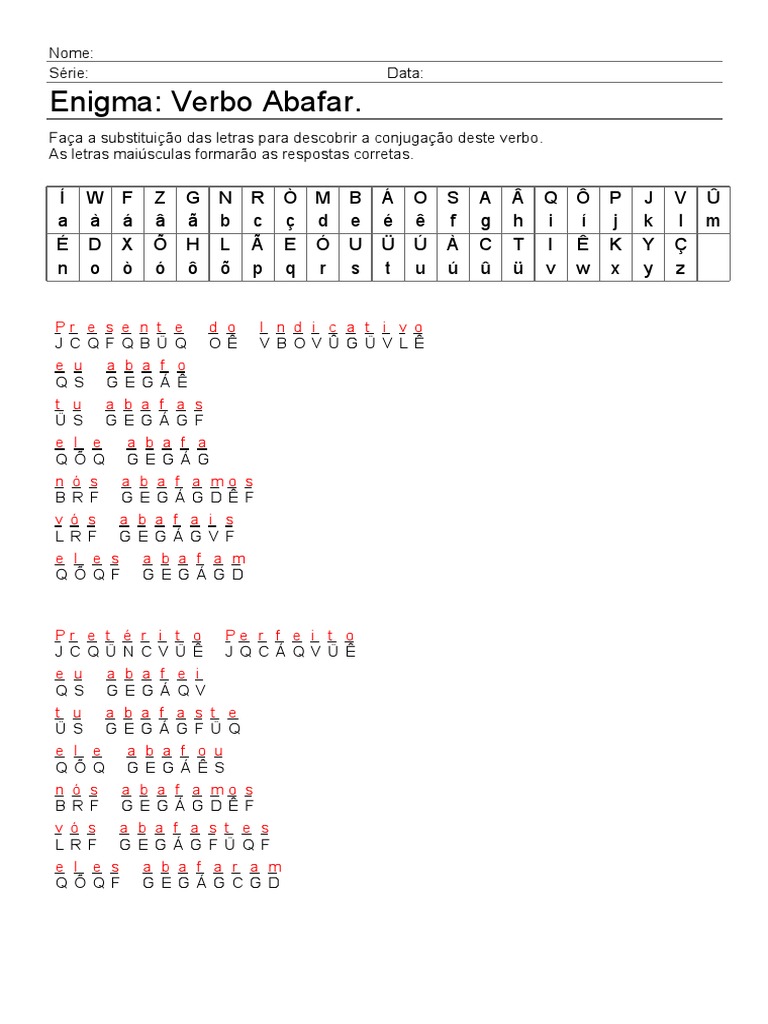 Verbo Abafar Modelo 2 Resposta | PDF