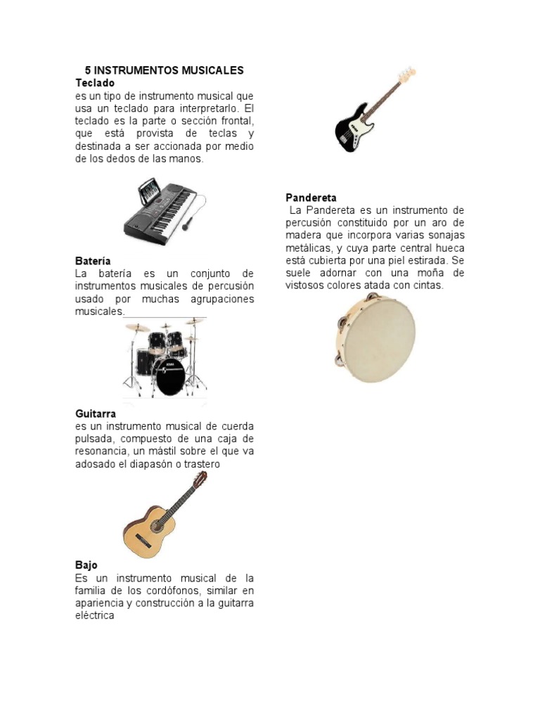 Cinco instrumentos musicales comunes | PDF