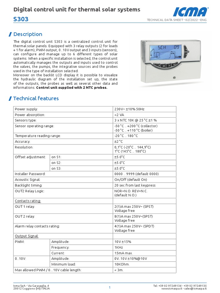 Digital Control Unit For Thermal Solar Systems: Description | PDF ...