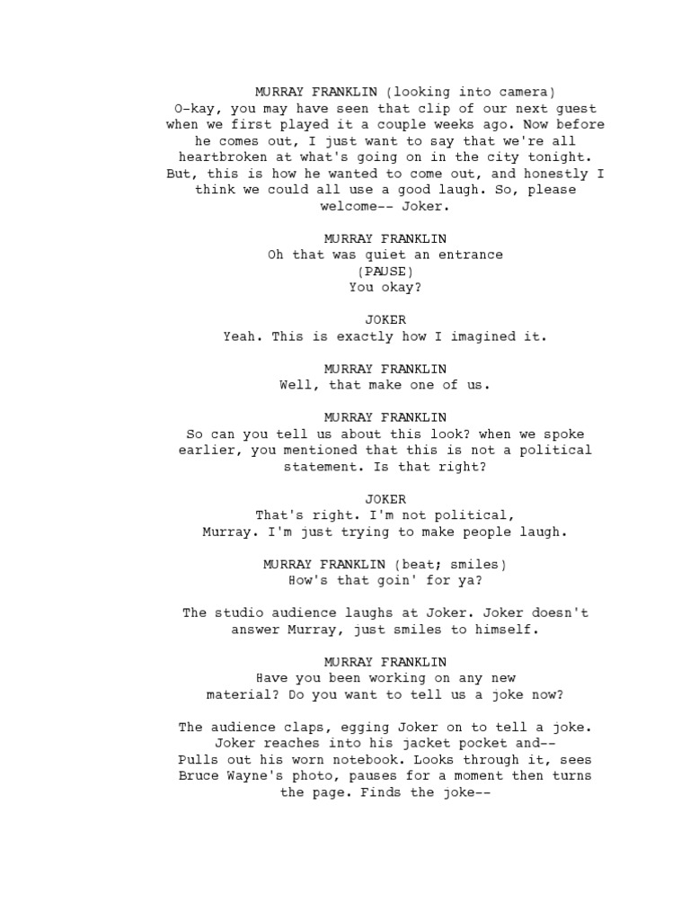 Joker Scene Script | PDF | Jokes