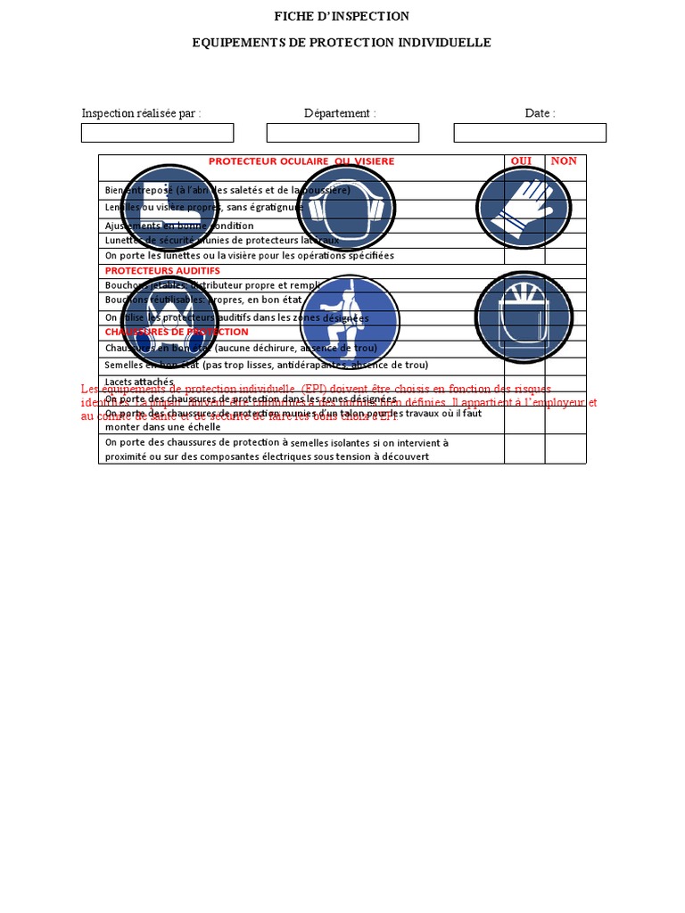 Fiche Dinspection EPI | PDF | Sécurité | Équipement de protection ...