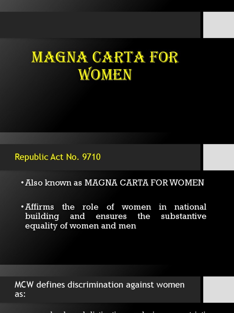Magnacarta For Women | PDF | Women's Rights | Discrimination & Race Relations