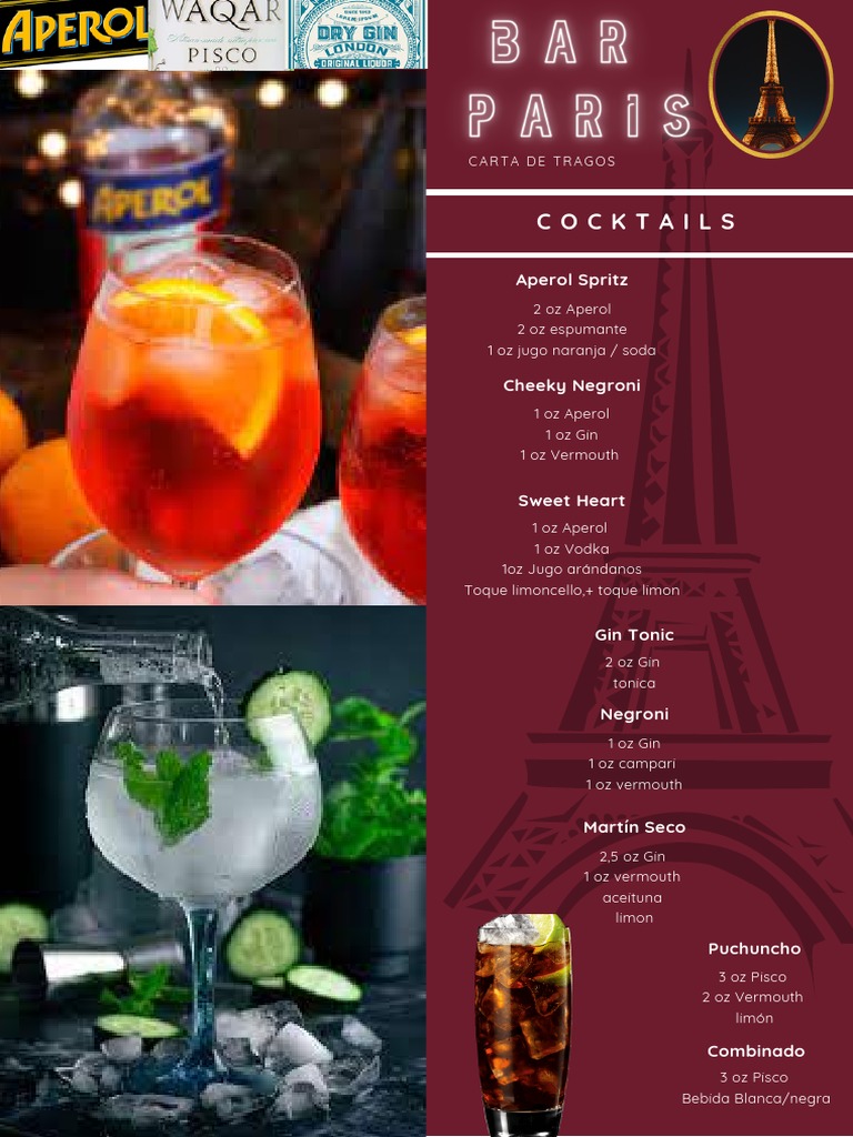 Carta de tragos optimizada para | PDF | Martini (Cóctel) | Ginebra