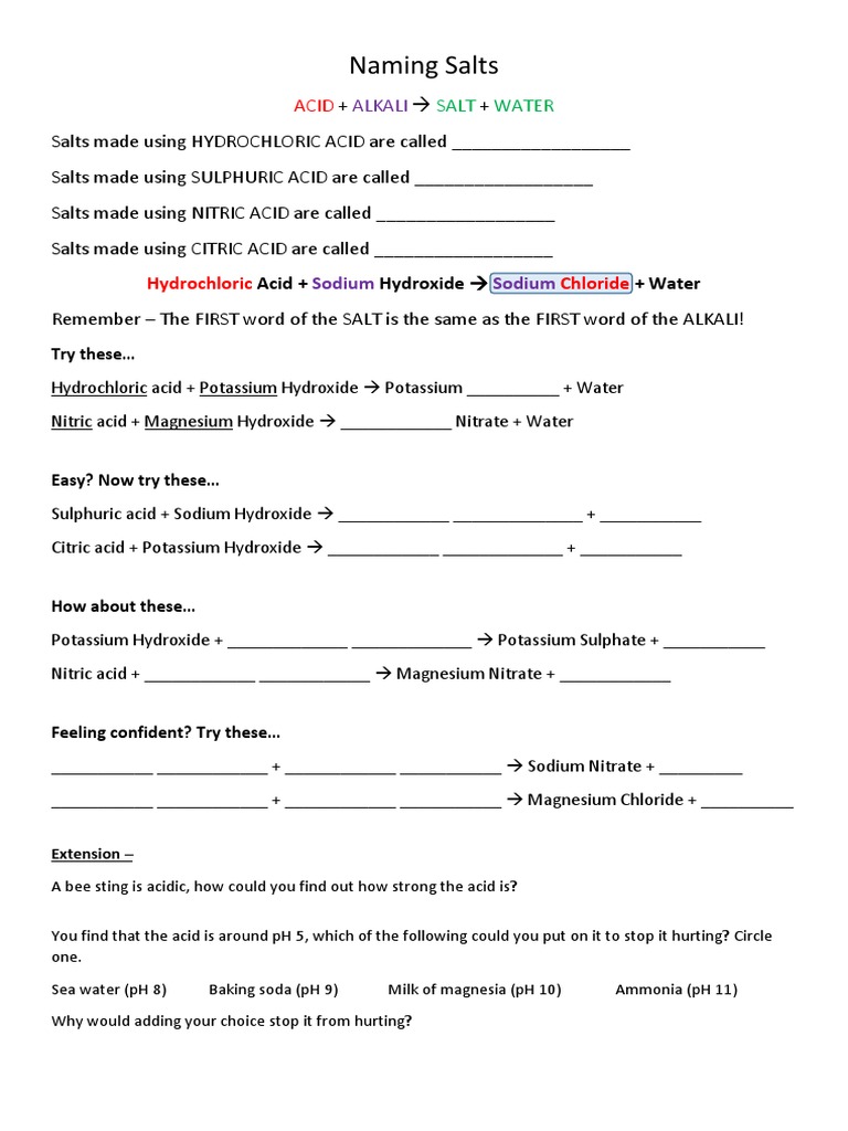 Understanding Salt Formation in Chemistry | PDF