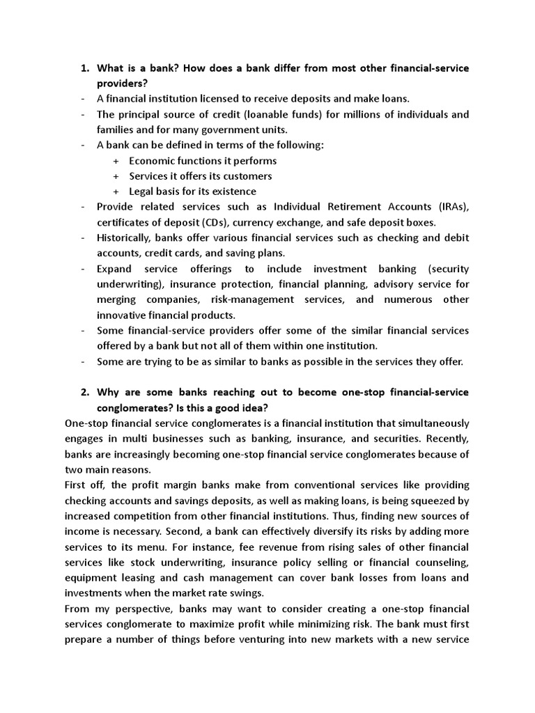 What Is A Bank? How Does A Bank Differ From Most Other Financial ...