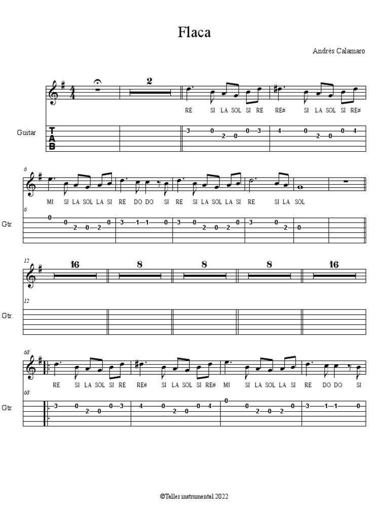 Flaca - Guitarra | PDF