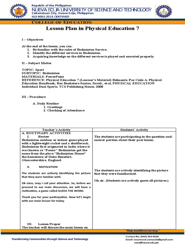 Bacay Mark Arjay (LESSON PLAN) | PDF | Behavior Modification | Cognition