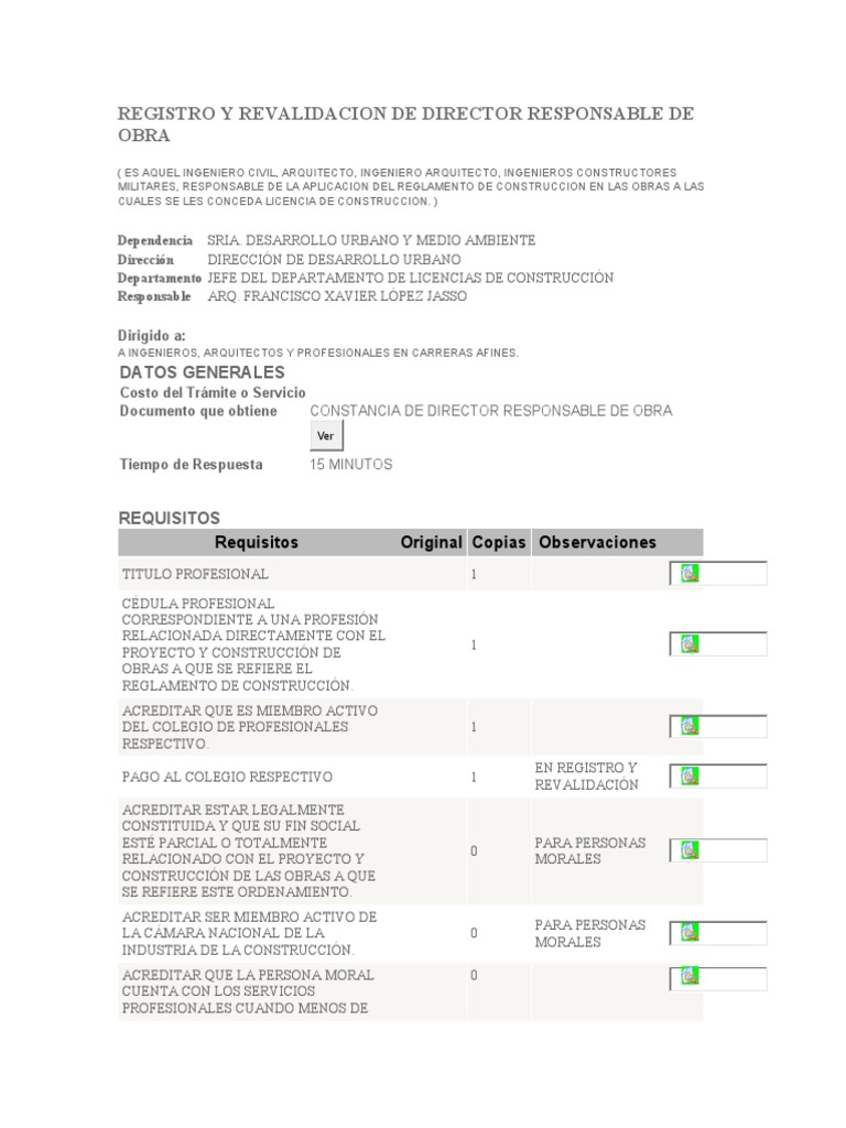 02registro y Revalidacion de Director Responsable de Obra | PDF