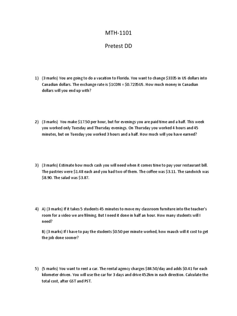 MTH-1101 DD | PDF | Credit Card | Taxes