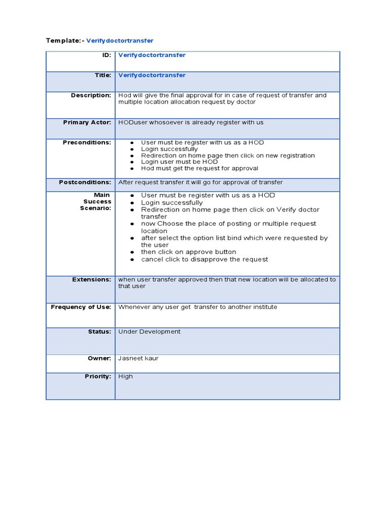 HOD Approval Process for Doctor Transfers | PDF