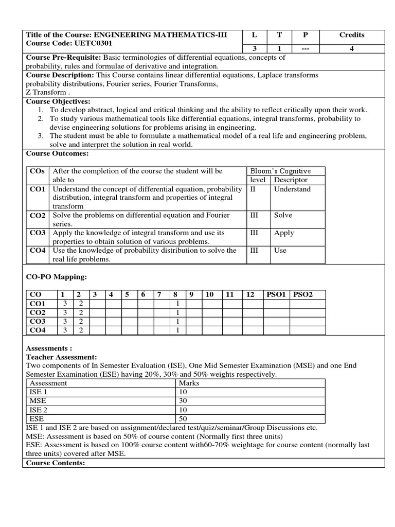 ETC SY Course Syllabus contents-AY 2022-23-SSN Copy | PDF | Fourier ...