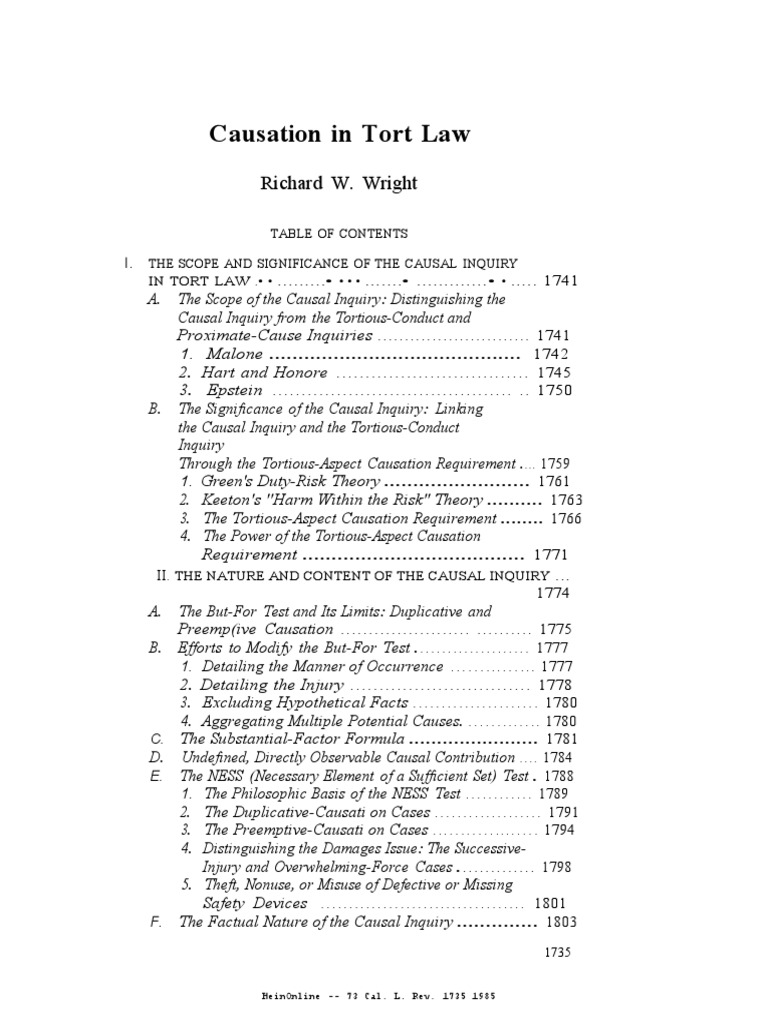 Causation in Tort Law | PDF
