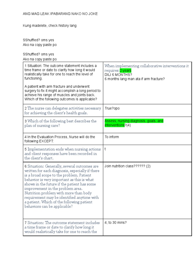 Funda Lec - Questions | PDF | Nursing | Medical Diagnosis