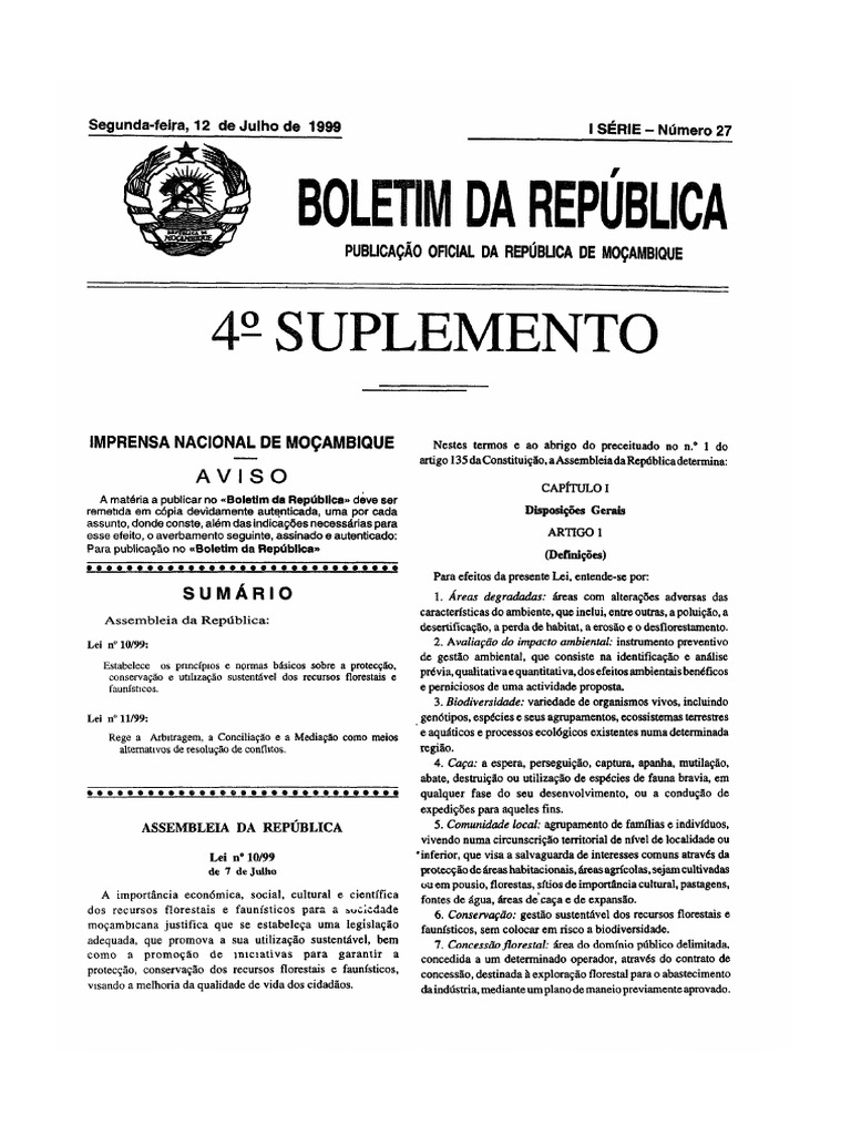 Boletim Da República: Suplemento | PDF | Caça | Sustentabilidade