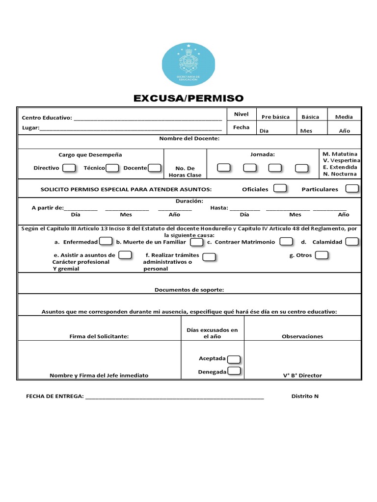 Formato de Excusa | PDF