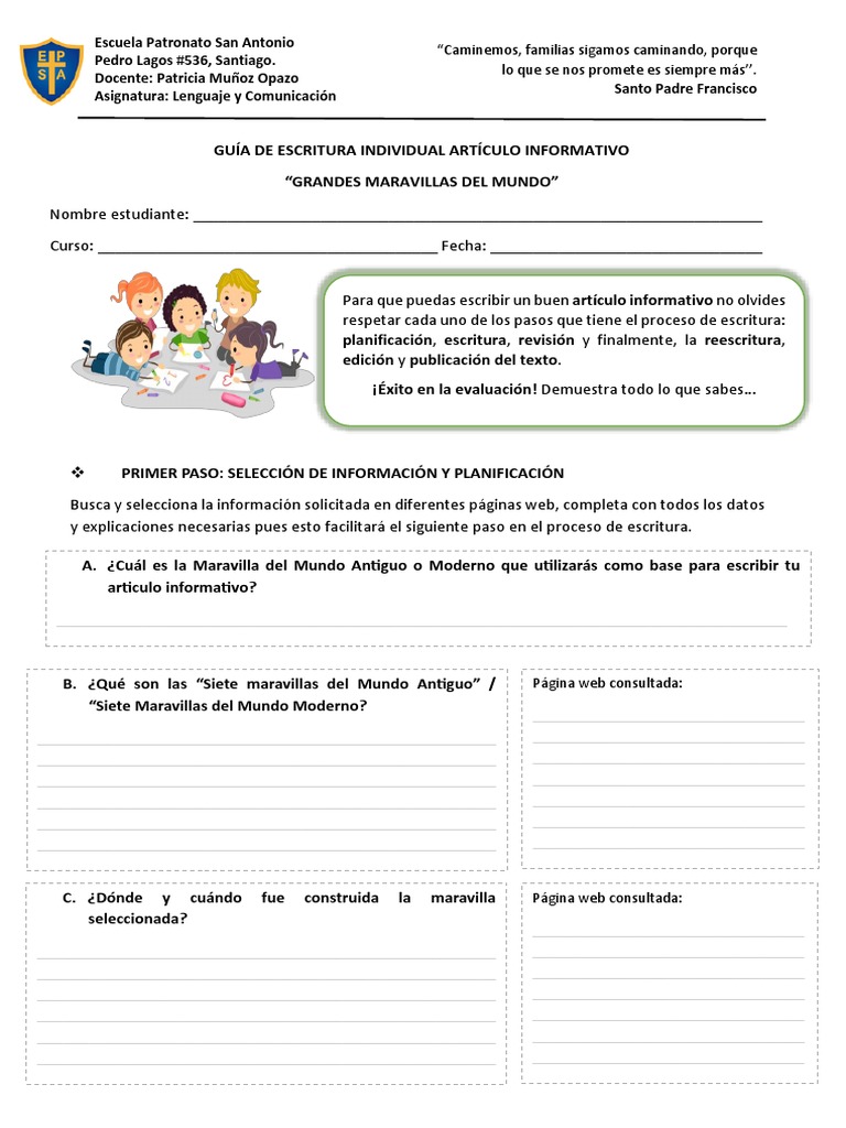6º Guía Escritura Artículo Informativo | PDF | Red mundial | Internet y web