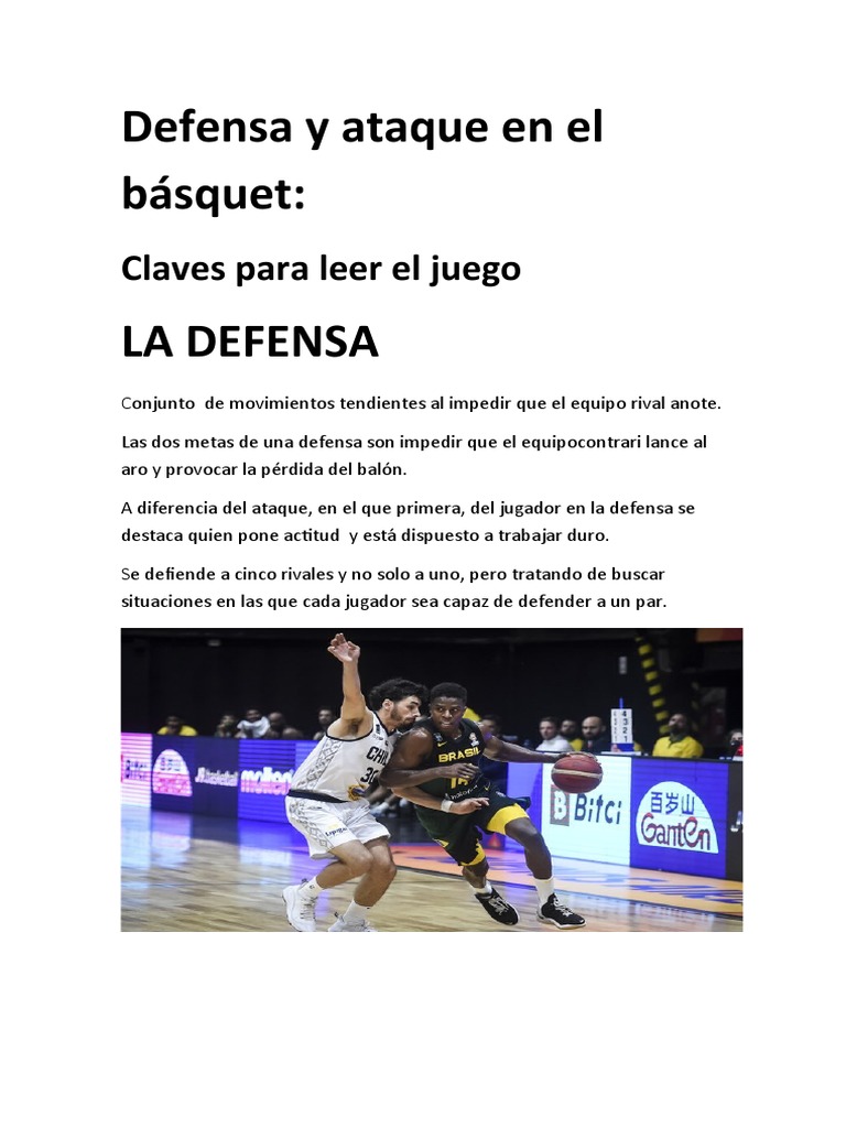 Defensa y ataque en el básquet | PDF