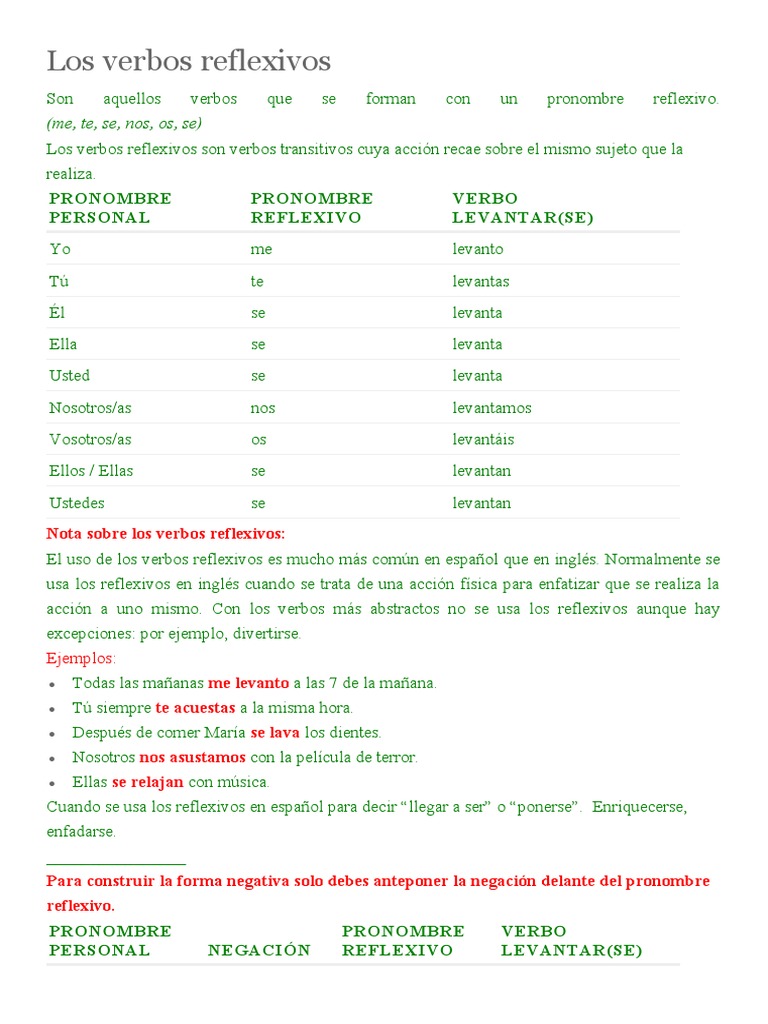 Guía Completa de Verbos Reflexivos | PDF | Verbo | Gramática