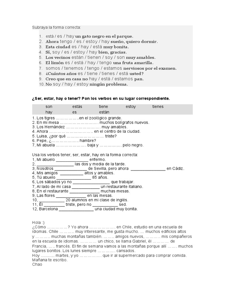 Hay Tener Ser Estar | PDF