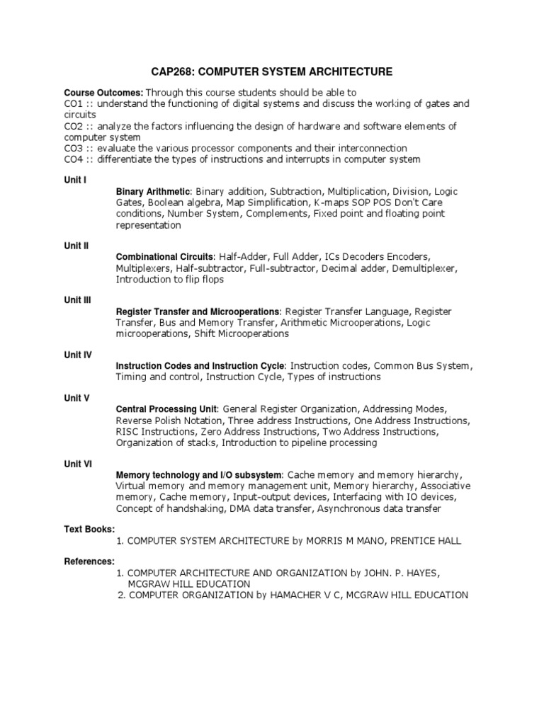 CAP268 Comp. Architecture | PDF