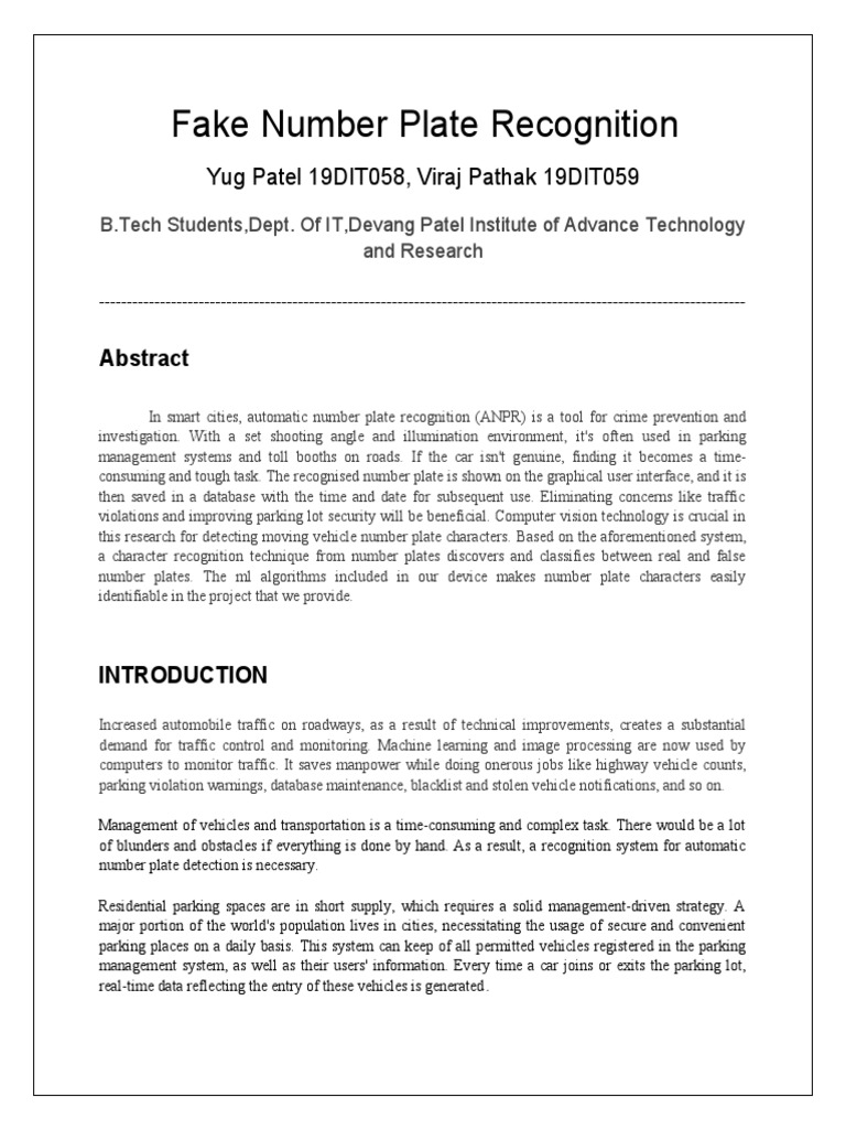 Fake Number Plate Recognition | PDF | Computer Vision | Regression Analysis