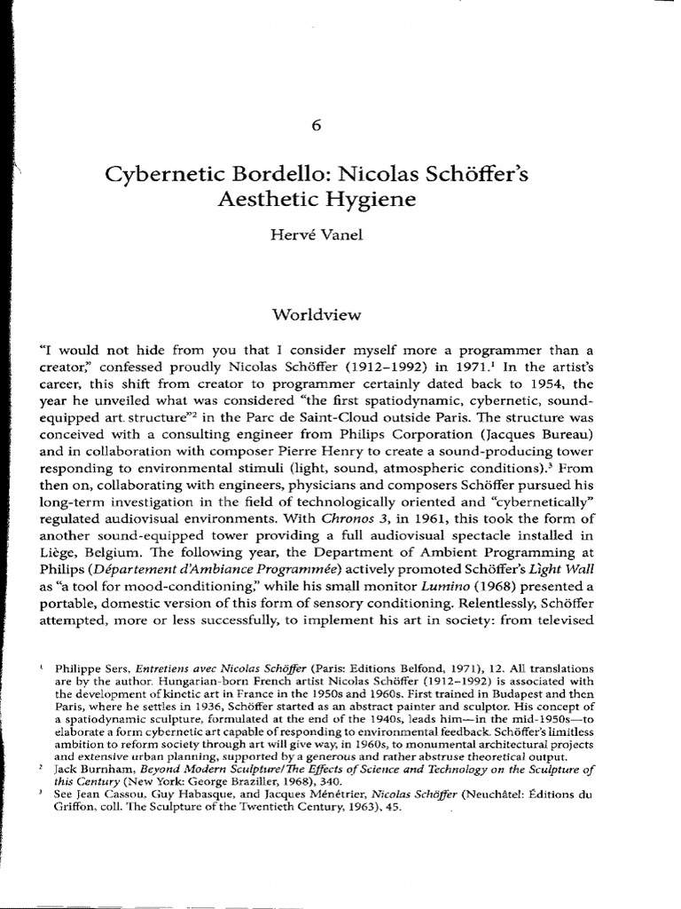 Cybernetic Bordello Nicolas Schoffers A | PDF | Cybernetics