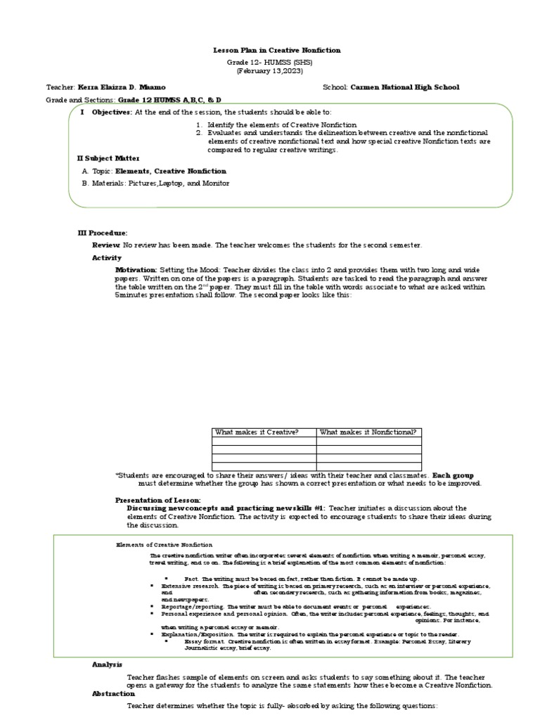 LP Creative NF Week 1 | PDF | Creative Nonfiction | Essays
