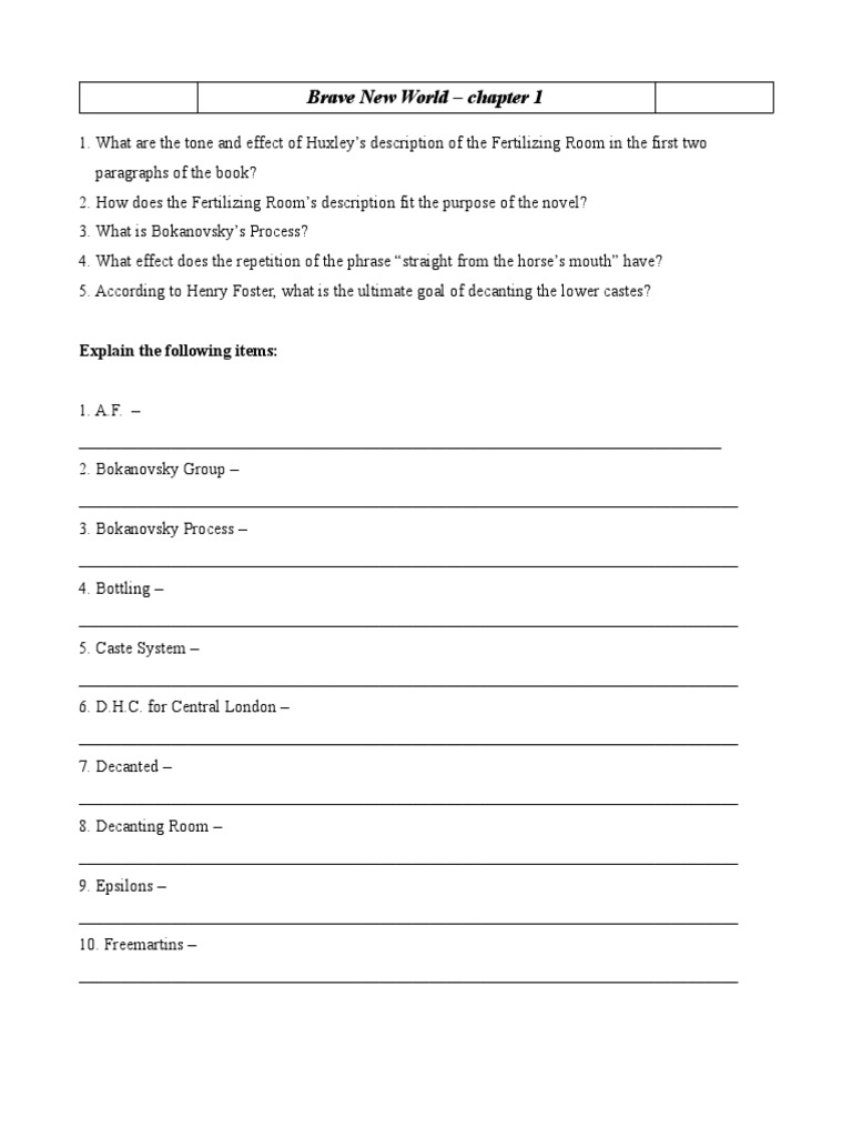 Brave New World Chapter 1 | PDF