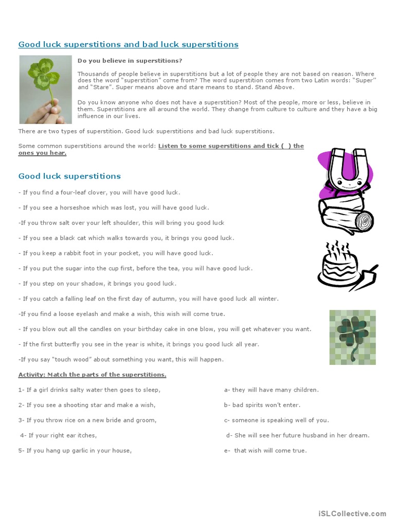 Superstitions and The Fisrt Conditional | PDF | Luck | Superstitions