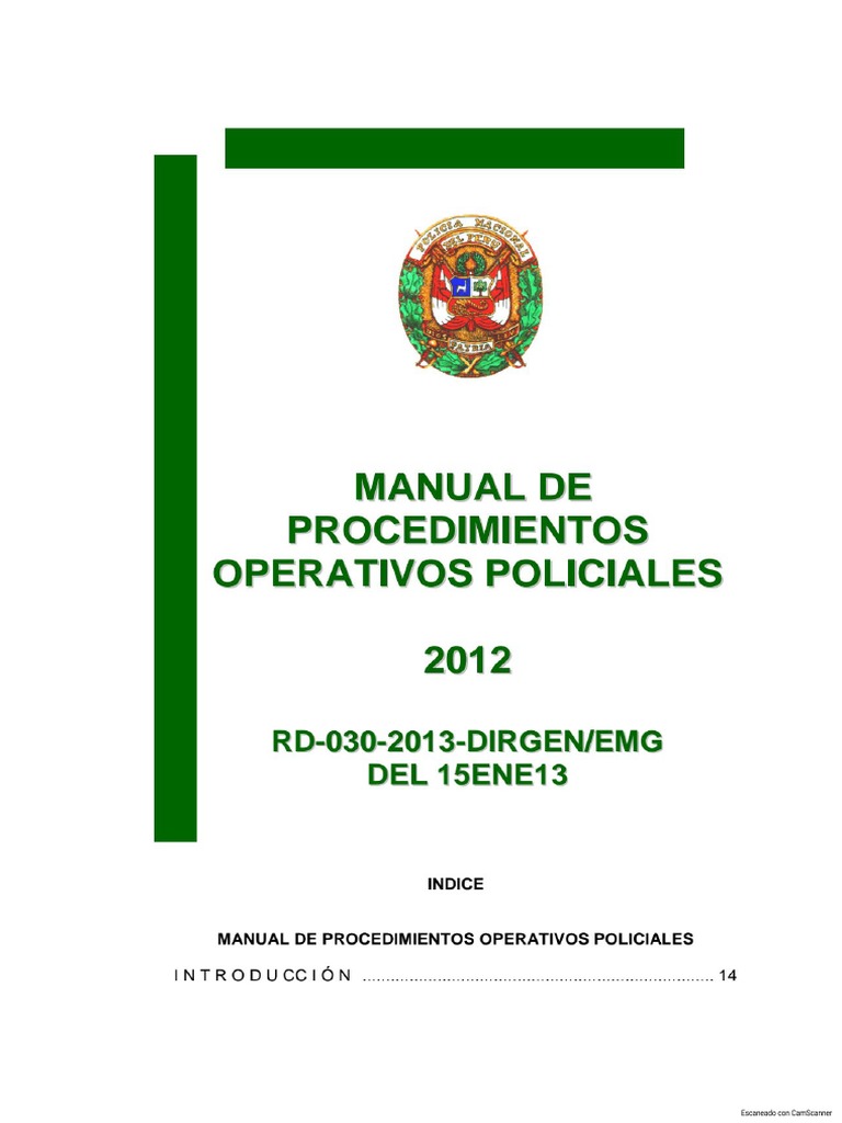 Manual de Procedimientos Operativos Policiales | PDF