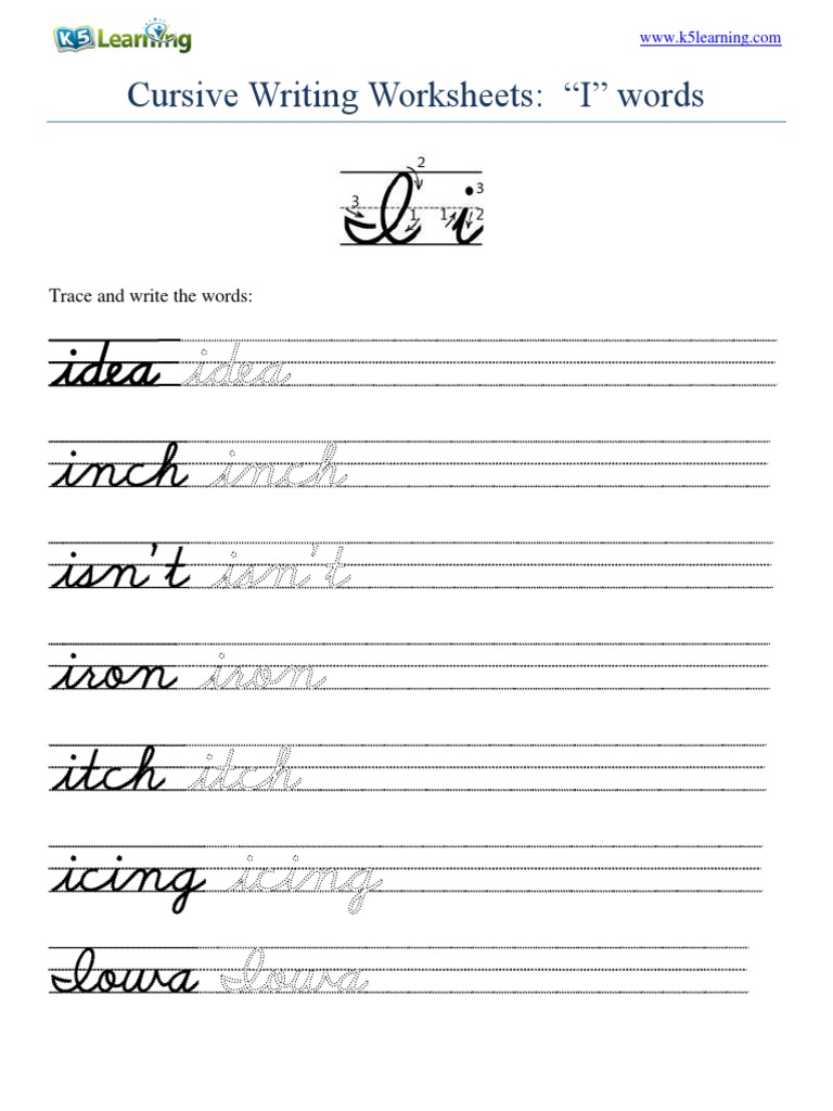 Handwriting Practice Words II Printable | PDF