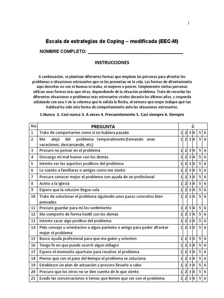 Estrategias de Afrontamiento - COPYING | PDF