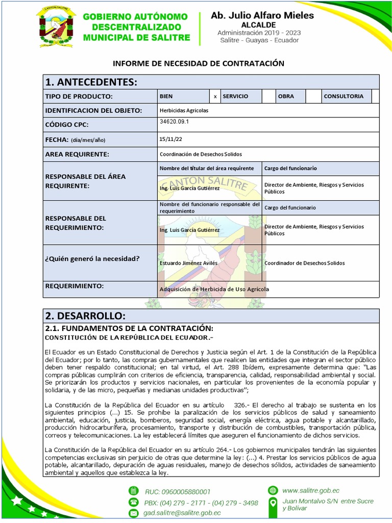 Informe de Necesidad de Contratación Infima Cuantia | PDF | Presupuesto ... Informe de Necesidad de Contratación Infima Cuantia | PDF | Presupuesto ...