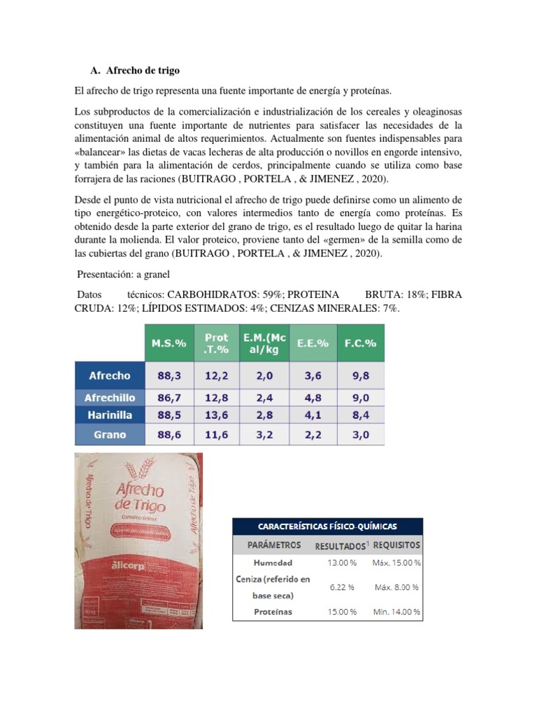 Valor nutricional del afrecho de trigo | PDF | Haba de soja | Cereales