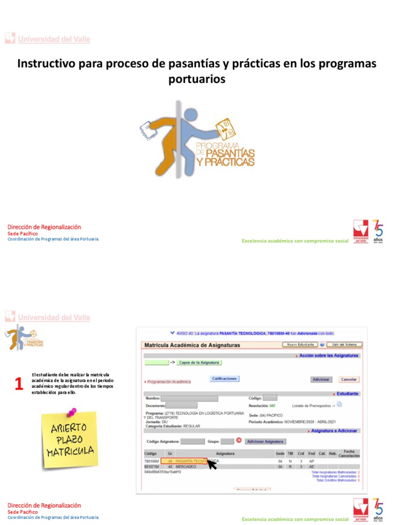 Instructivo de Pasantías y Prácticas Programas Portuarios - V2022 | PDF