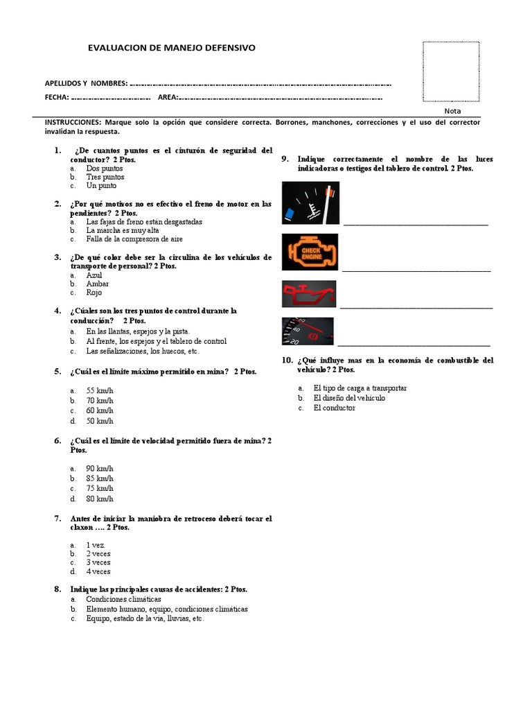 Formato Evaluacion Transporte | PDF | Vehículos terrestres | Vehículos