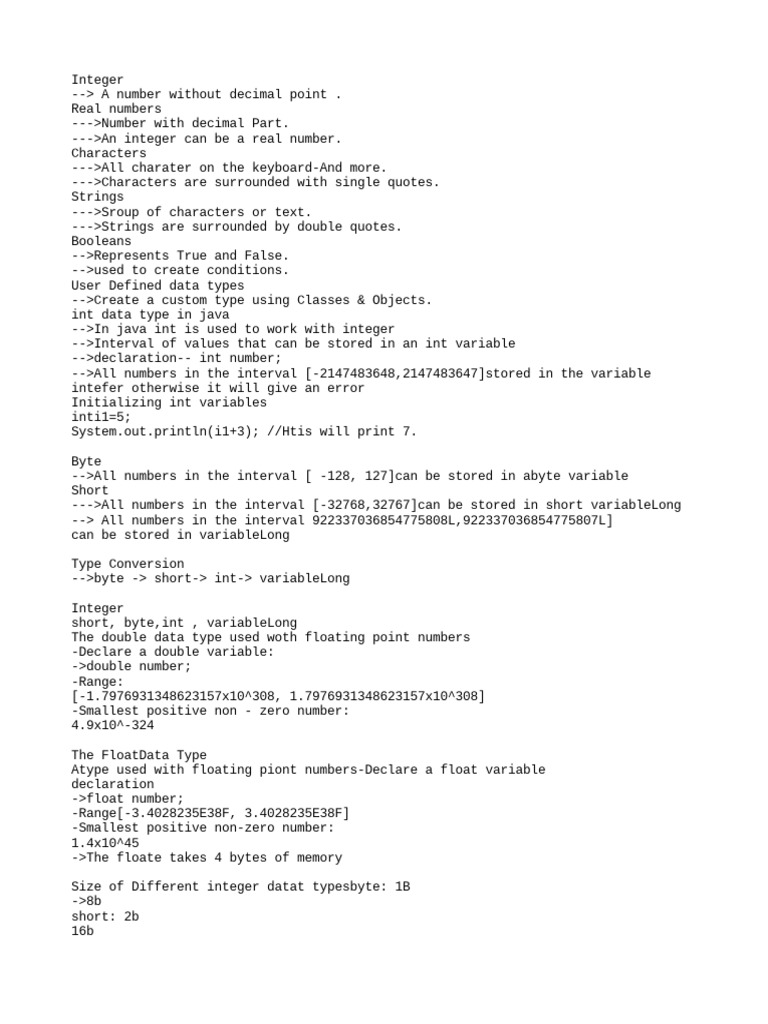 Notes of Java Class | PDF
