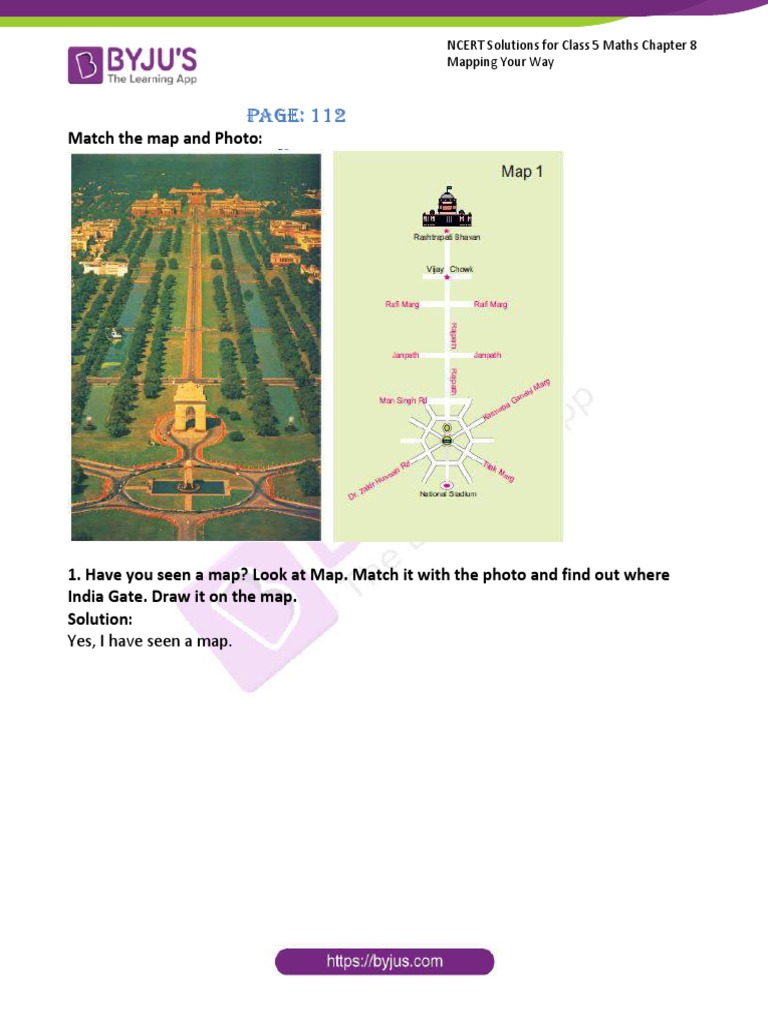 NCERT Solutions For Class 5 Maths Chapter 8 Mapping Your Way | PDF