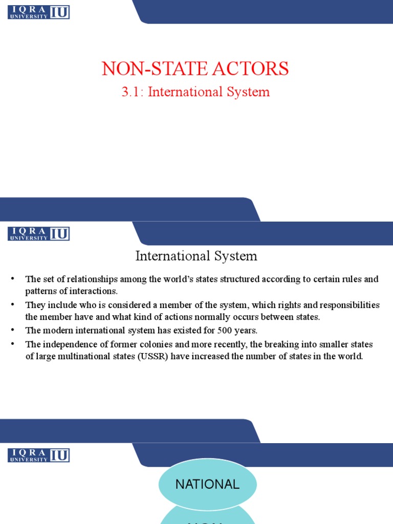 Non-State Actors: 3.1: International System | Download Free PDF | Non Governmental Organization ...